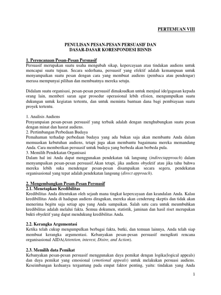 Pertemuan 8-Penulisan Pesan-Pesan Persuasif | PDF | Karier & Perkembangan