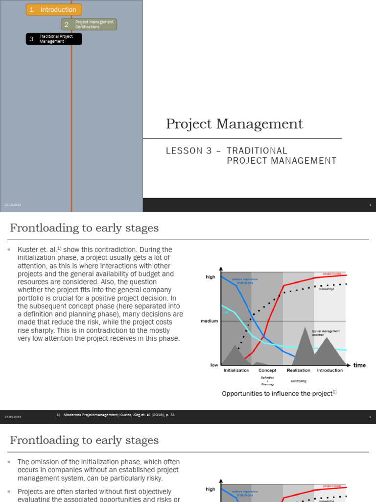 PM3 - Traditional PM - 2023-10-23+25 | PDF | Project Management | Risk