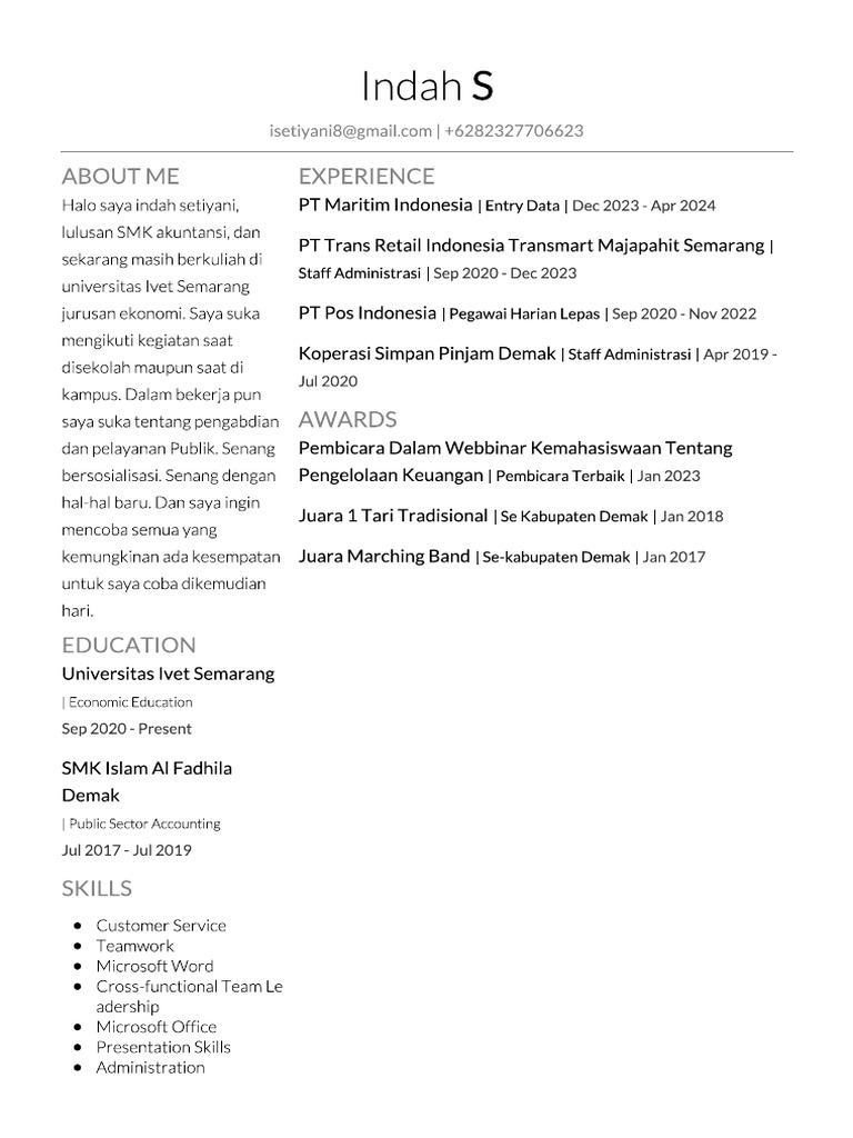 CV Indah Download | PDF
