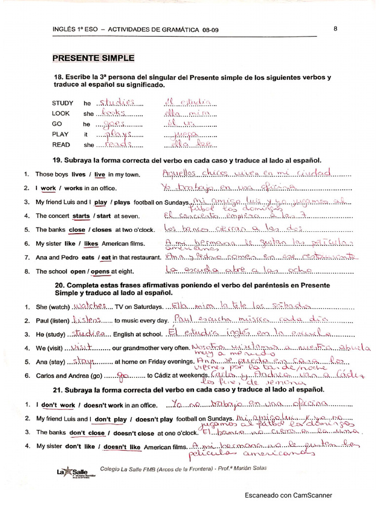 Key Present Simple Present Continuous | PDF