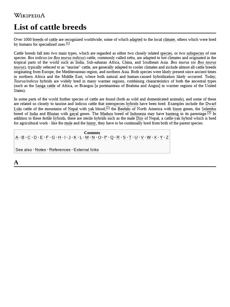 List_of_cattle_breeds | PDF | Cattle | Domestication