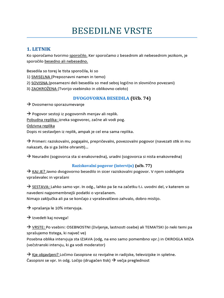 Slo Sns Besedilne Vrste 13 | PDF