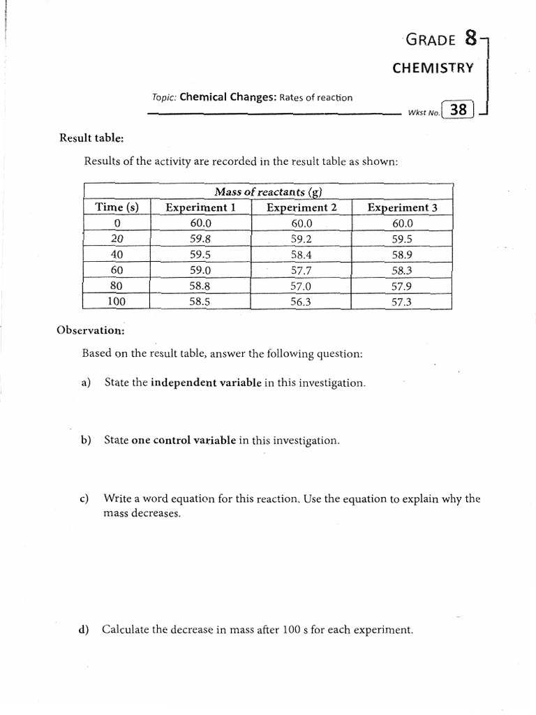 Grade 8 Science Worksheet (201-240) | PDF