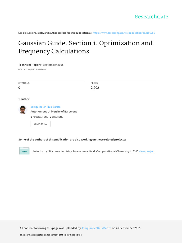 Gaussian Optimization Guide | PDF | Reaction Rate Constant | Activation Energy
