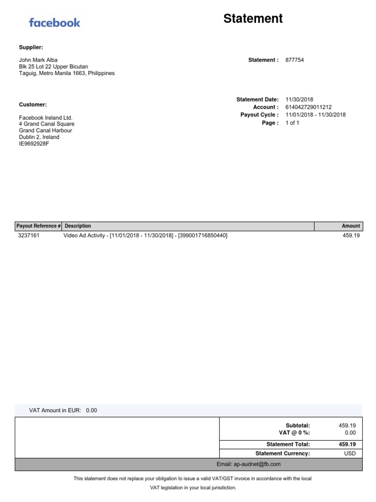 Facebook Invoice | PDF