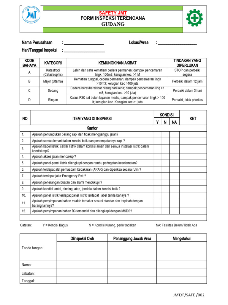 1.2 Form Inspeksi Gudang | PDF