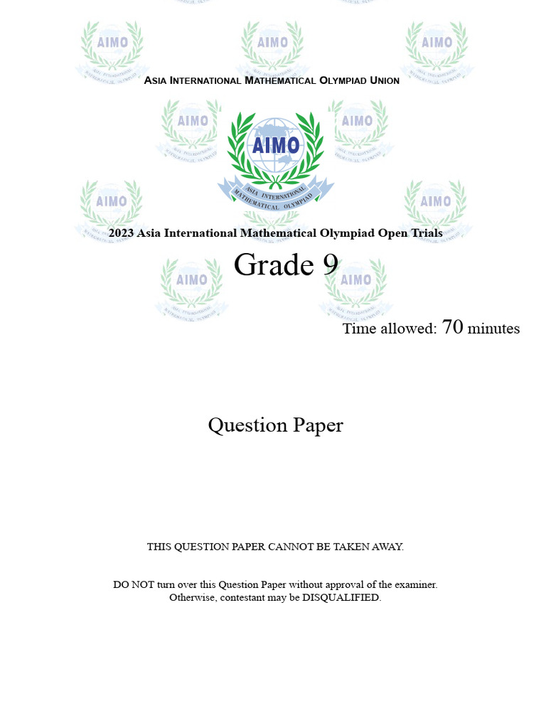 2023 Aimo Trial g9 | PDF | Numbers | Trigonometric Functions