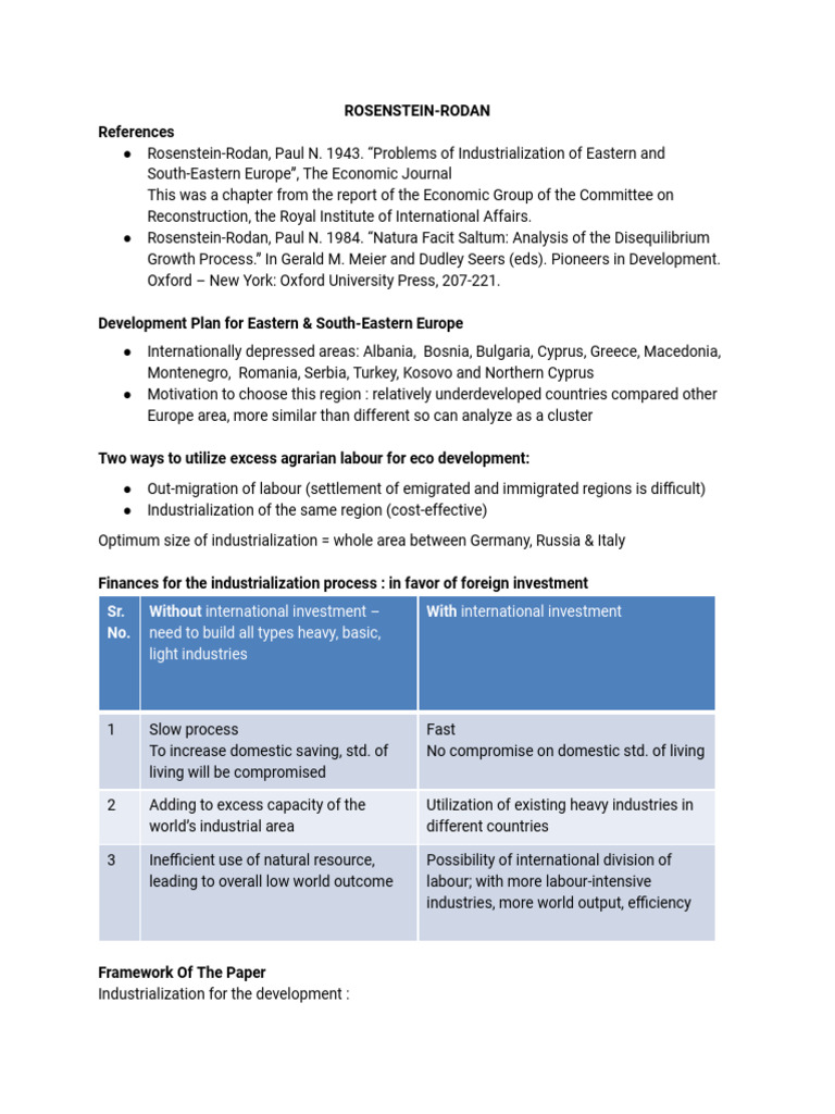 Big Push - Rosenstein Rodan | PDF | Labour Economics | Investing
