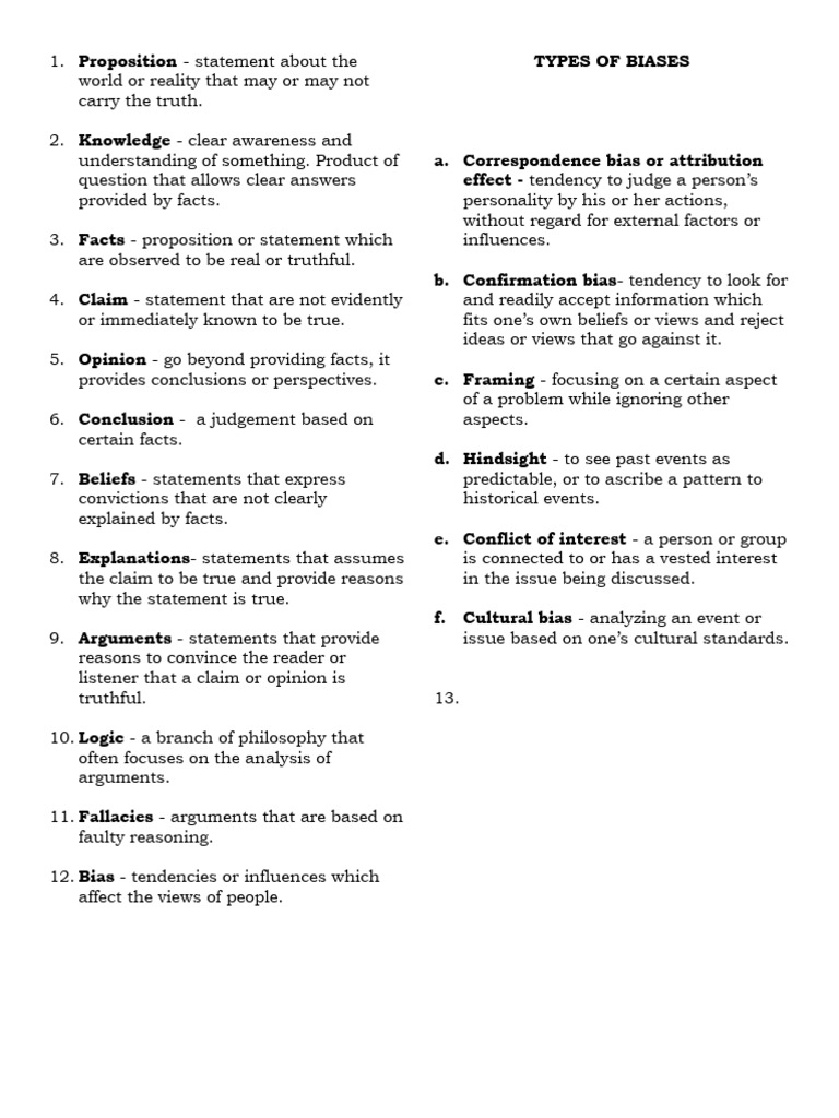 Philosophy Fallacies And Biases Pdf Argument Fallacy