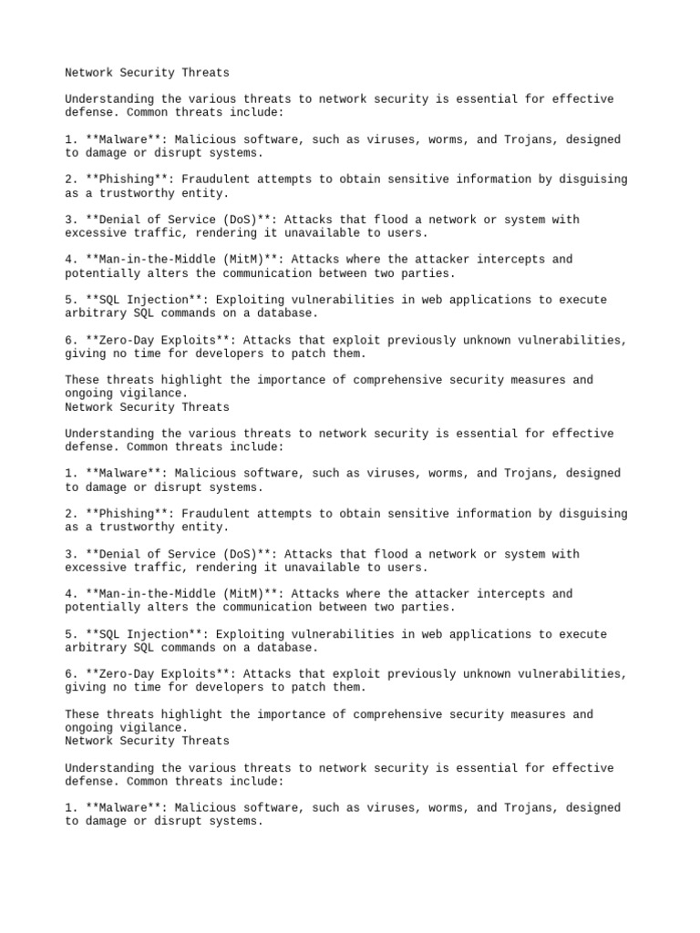 Network Security Threats Pdf Malware Security
