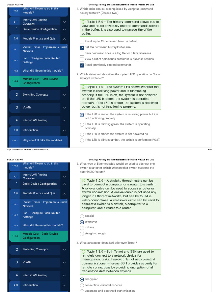 CHapter 1 (Netacad Quiz) | Download Free PDF | Network Switch | Booting