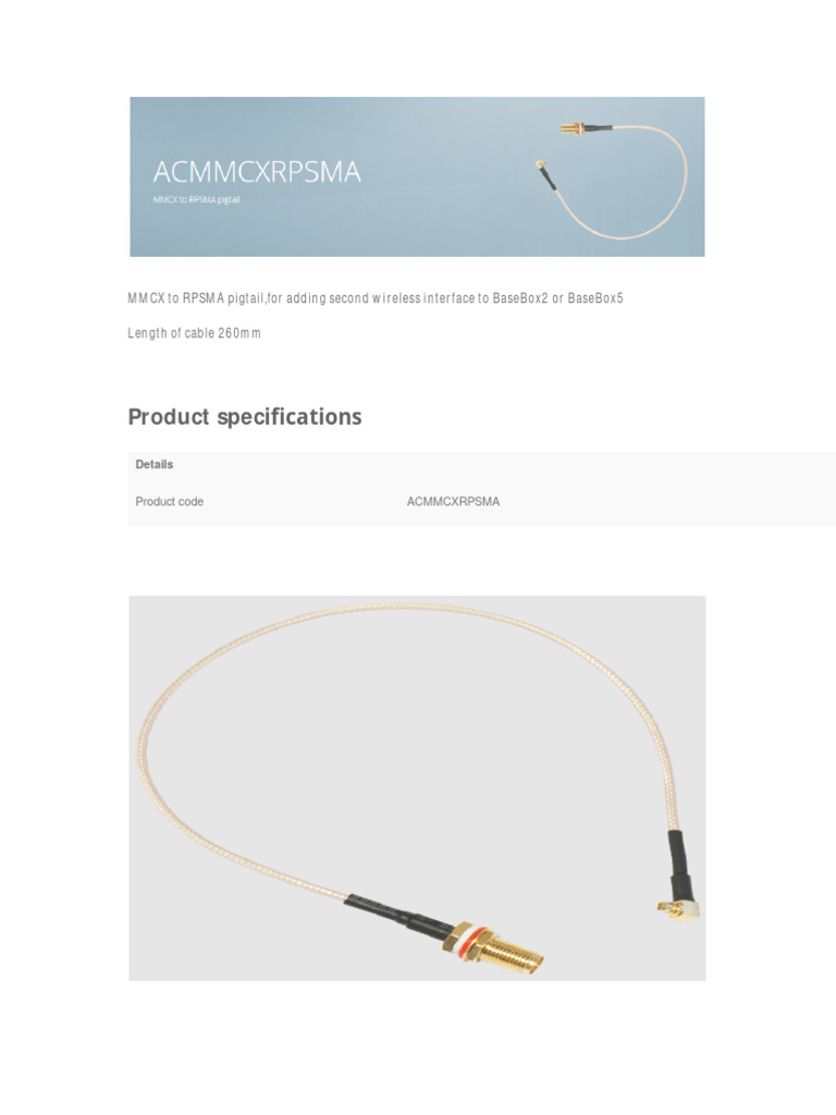 MMCX to RPSMA Pigtail Cable 260mm | PDF | Computers