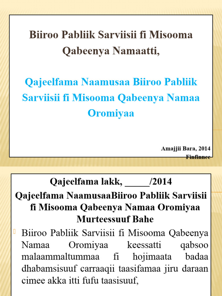 Final Presentation Qajeelfama Naamusaa BPSMQNO | PDF