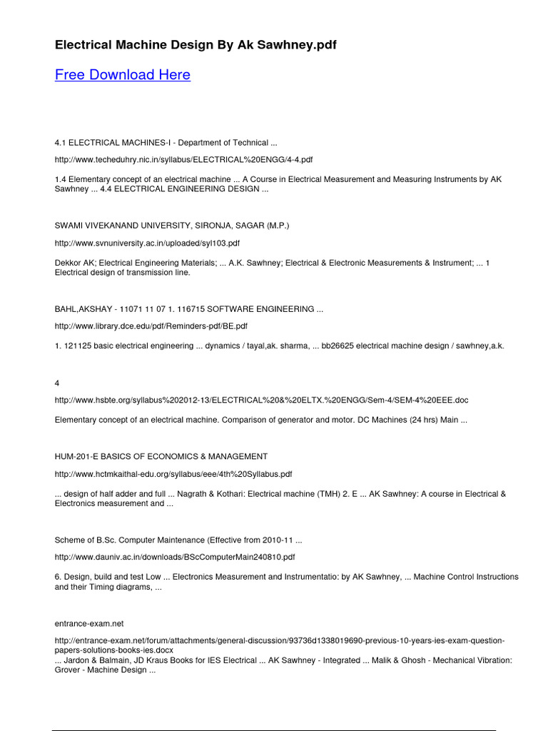Electrical Machine Design by A.K. Sawhney | PDF | Physical Sciences ...