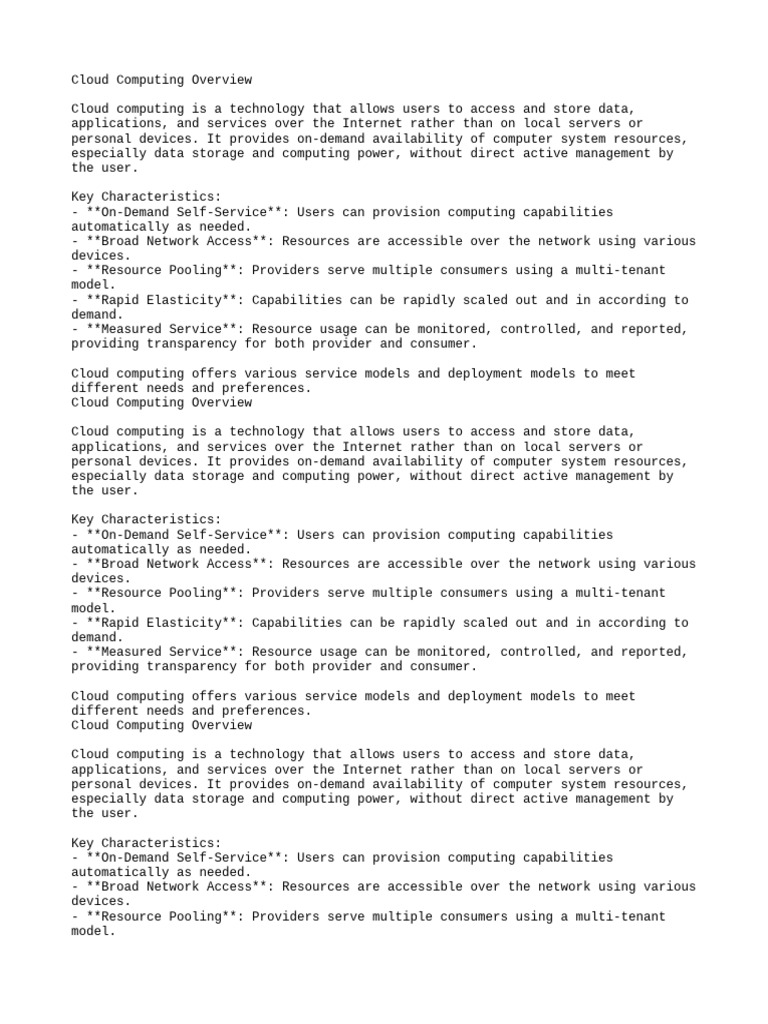 Cloud Computing Overview Pdf Cloud Computing Computing