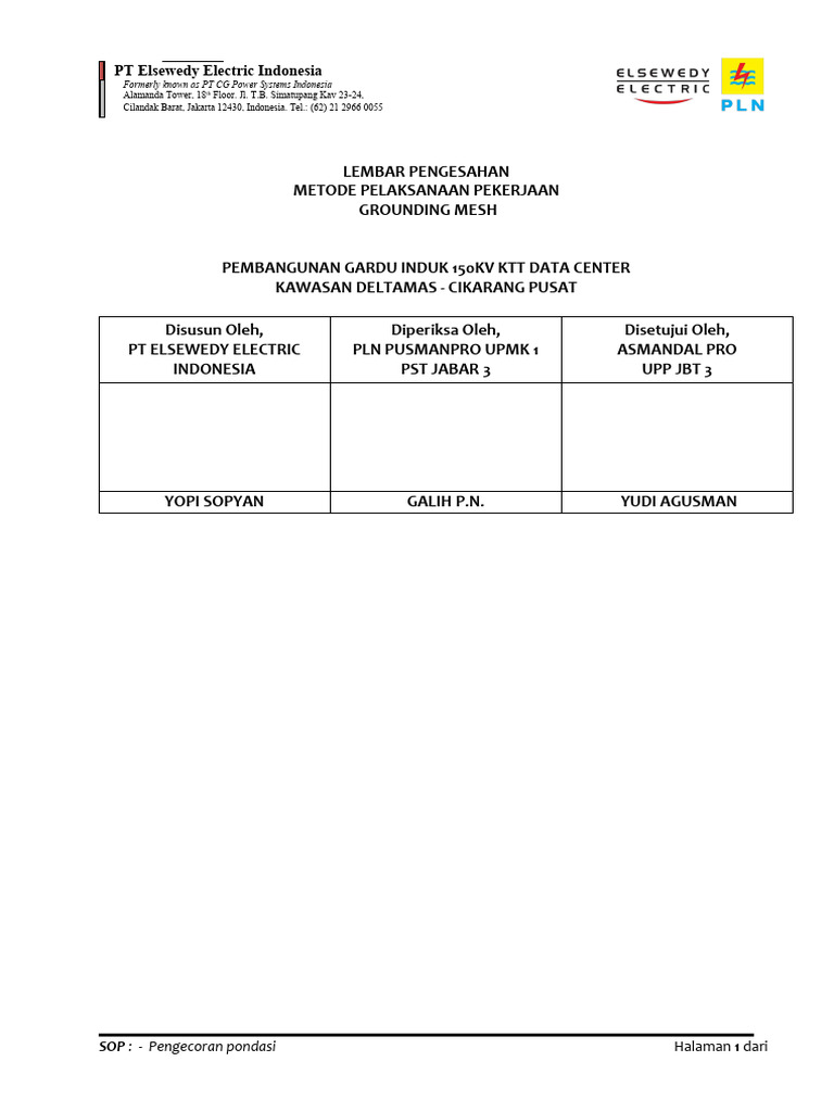 Metode Pelaksanaan Pekerjaan Grounding Mesh | PDF