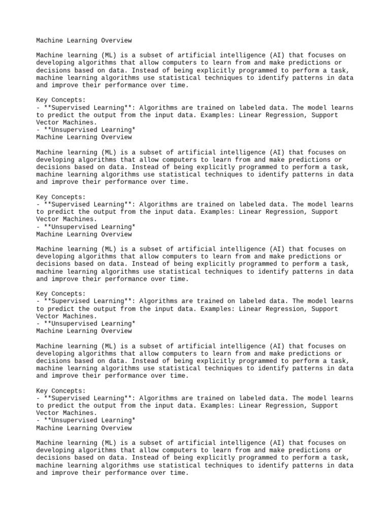 machine_learning_overview | PDF | Machine Learning | Artificial ...