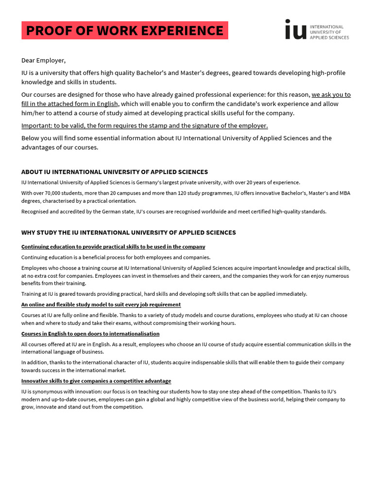 IU Employment Letter Template MM En | PDF | Academic Degree | Employment
