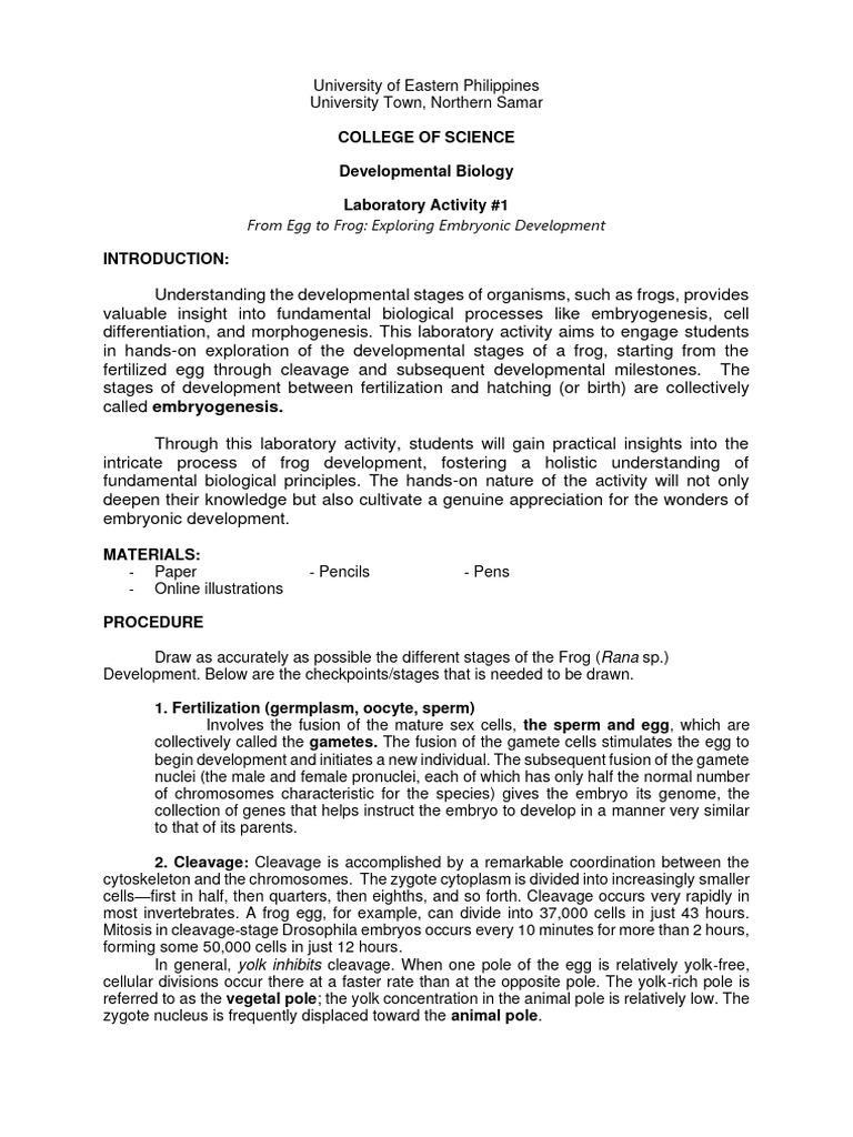 LAB-ACT-1_ | PDF | Embryo | Morphology (Biology)