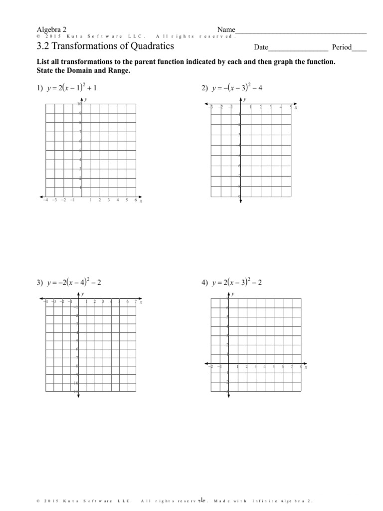 Quadratic Transformations Worksheet | PDF | Mathematical Relations ...