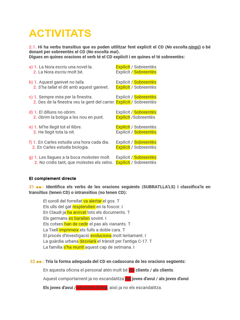 Activitats CD I CI | PDF