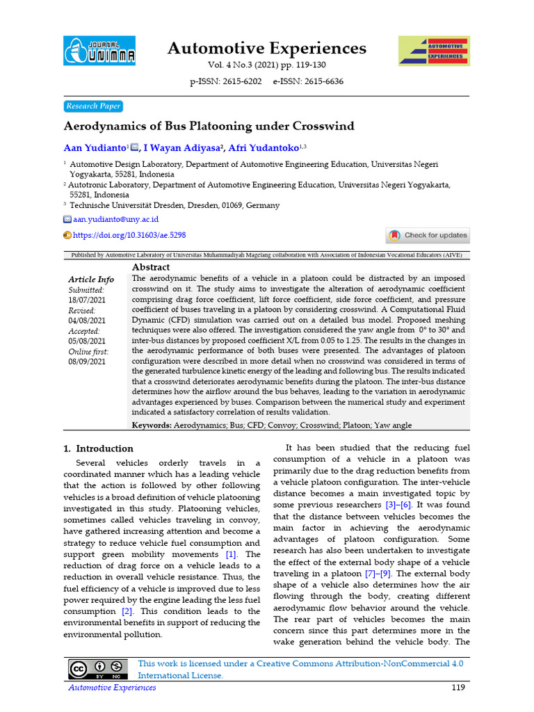 Bus Aerodynamics in Crosswinds | PDF | Drag (Physics) | Turbulence