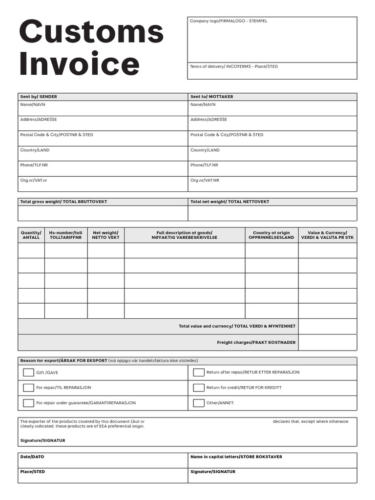 Customs Invoice | PDF | Supply Chain Management | Business