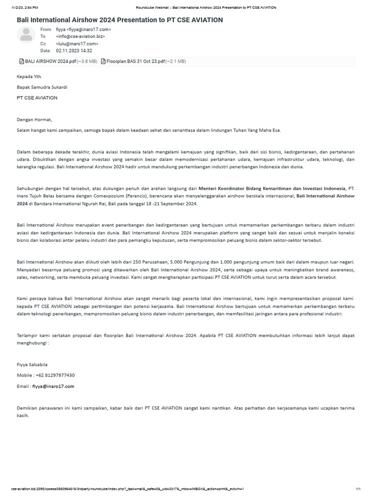BALI AIRSHOW 2024 - Presentation To PT CSE Aviation | Download Free PDF ...