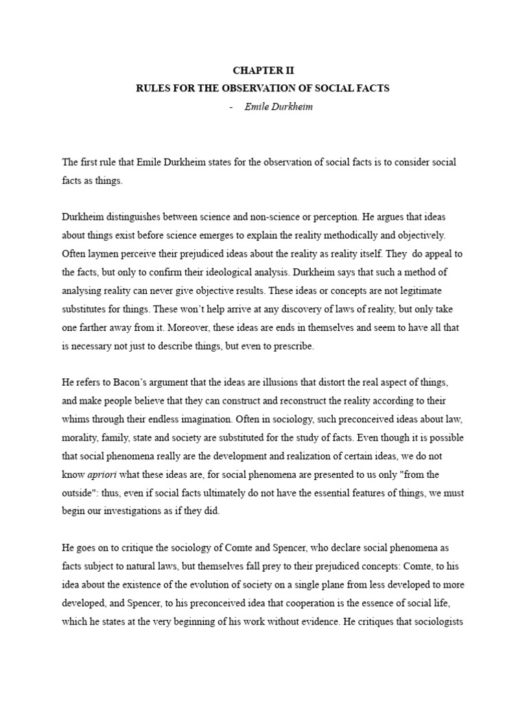 Durkheim rules (1) | PDF | Émile Durkheim | Sociology