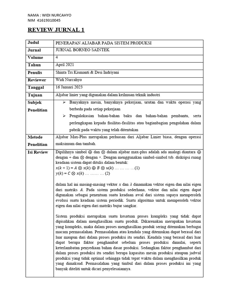 Review Jurnal TM 1 Widi Nurcahyo - 41619310045 | PDF | Bisnis | Teknologi & Rekayasa
