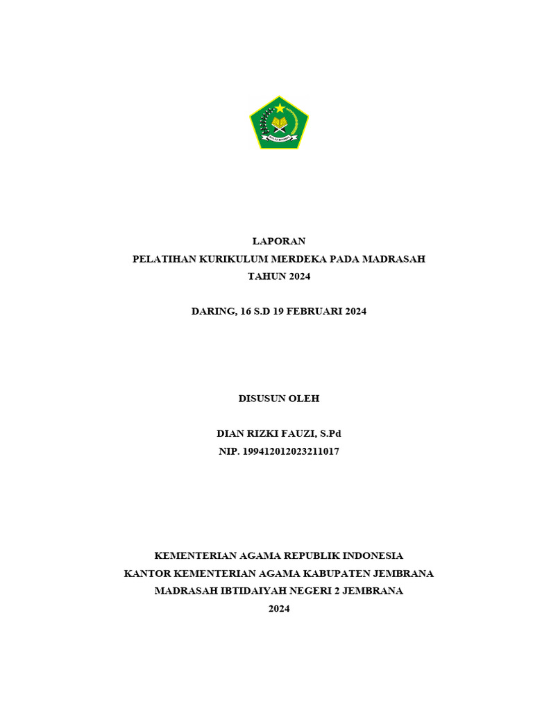 Laporan Diklat Penilaian Pembelajaran Berbasis HOTS Dalam Kurikulum Merdeka - DIAN RIZKI | PDF