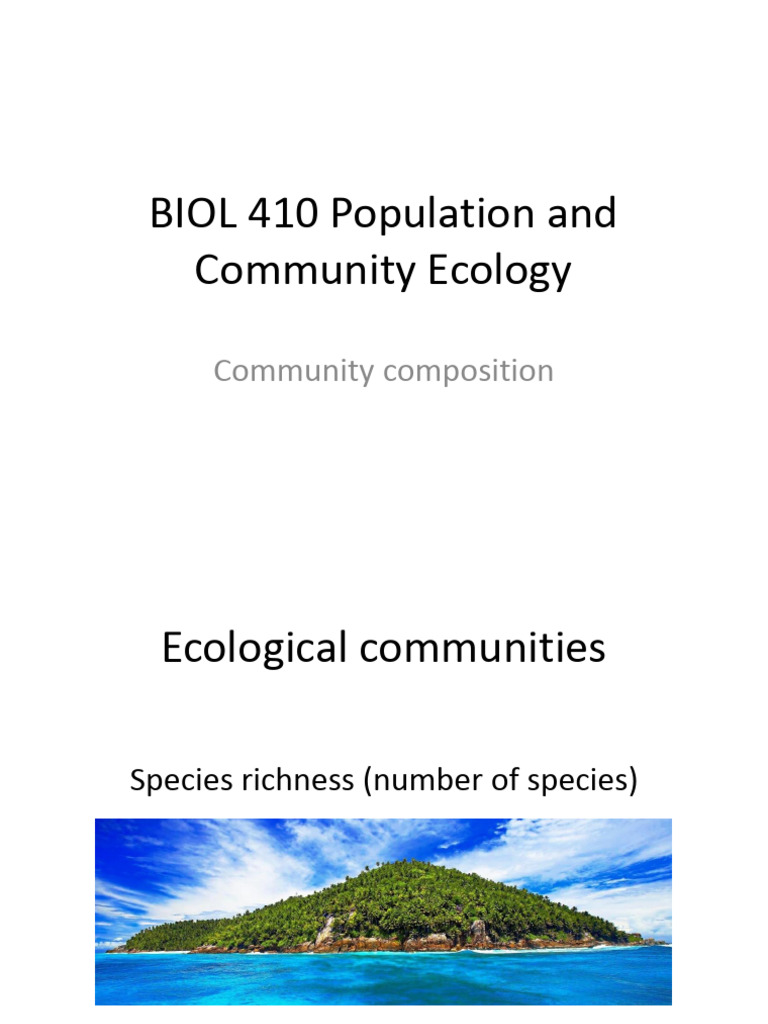 Biol 410 Lecture 20 Communitystructure | PDF | Biodiversity ...