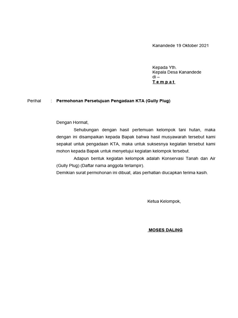 Permohonan - KTA - 001 - Adri Faldi | PDF