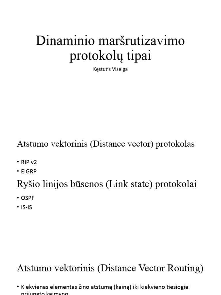 Dinaminio Maršrutizavimo Protokolų Tipai | PDF