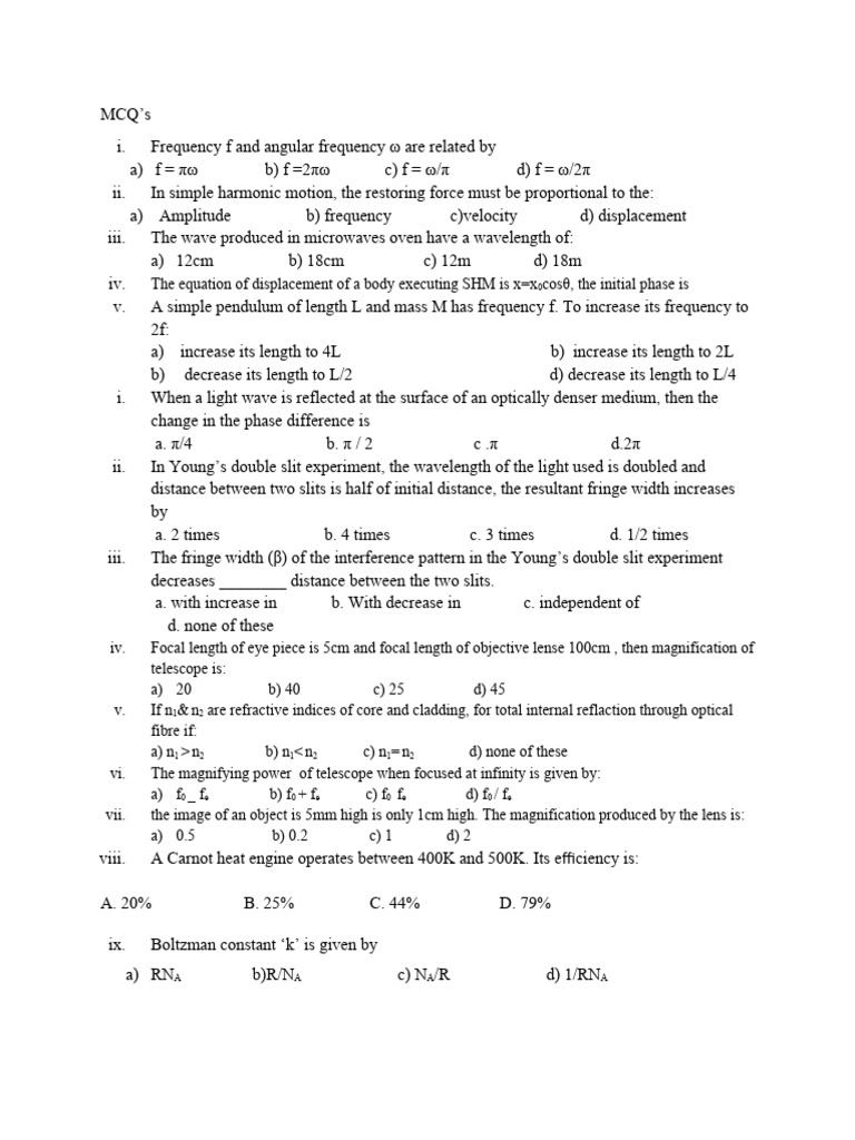 Physics 1st Year | PDF | Wavelength | Optics