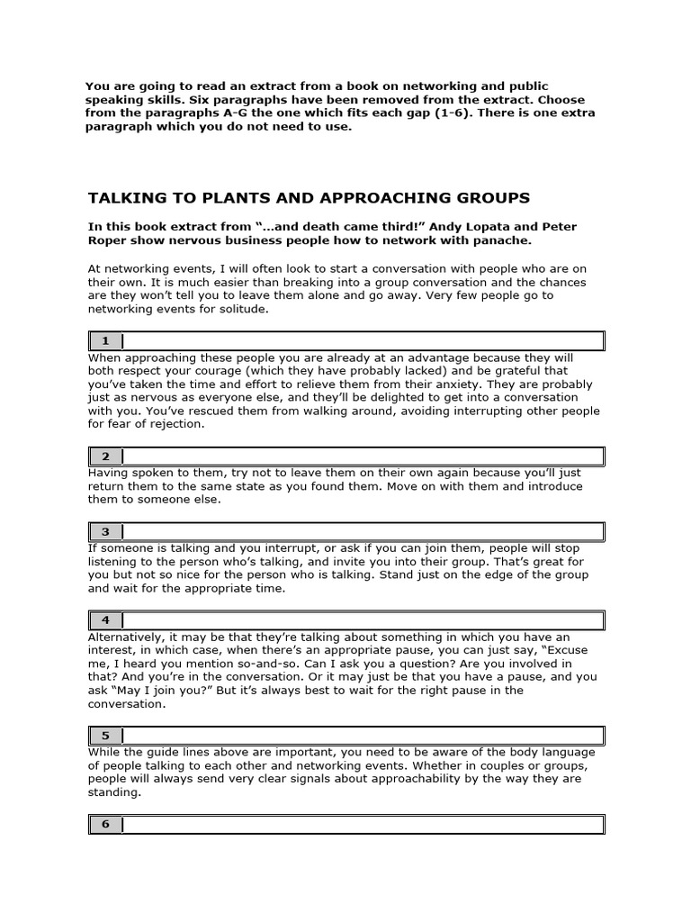 Gapped Text Practice 1 | PDF | Body Language