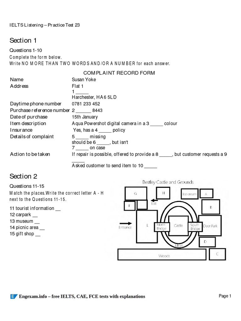 IELTS Listening Practice Test 23 Printable | PDF | International ...