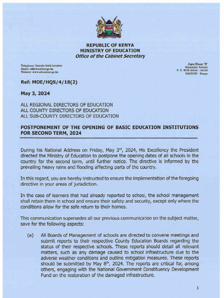 Letter To RDEs and CDEs - 3 May, 2024 | PDF