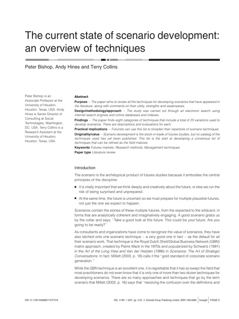Overview of Scenario Development Techniques | PDF | Scenario Planning ...