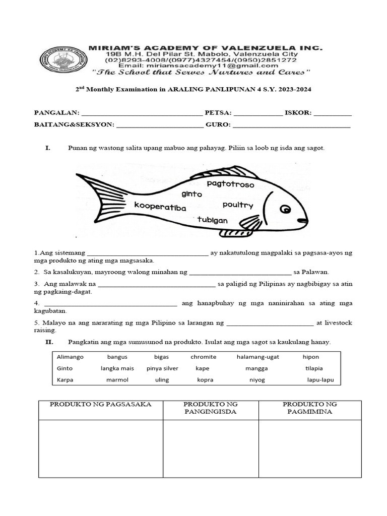 2nd Monthly Examination in AP4 | PDF