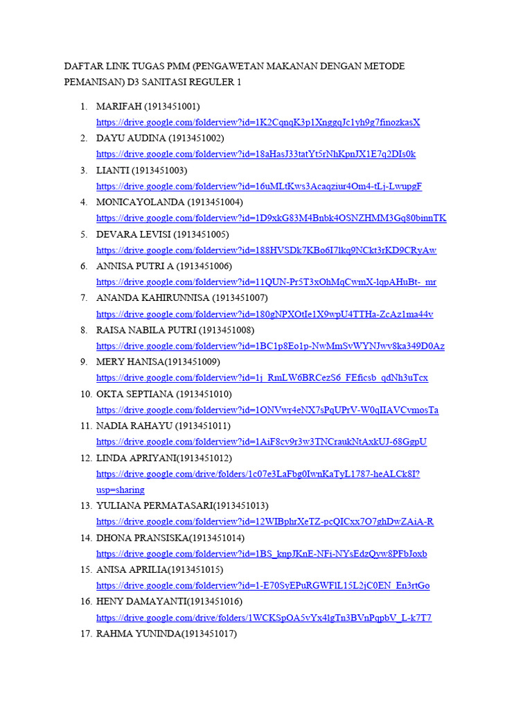 Daftar Link Tugas PMM | PDF