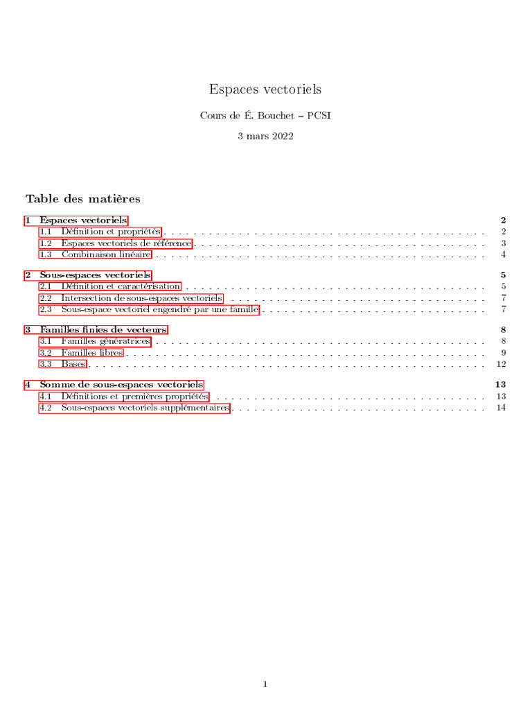 Cours sur les espaces vectoriels | PDF | Espace vectoriel | Base ...