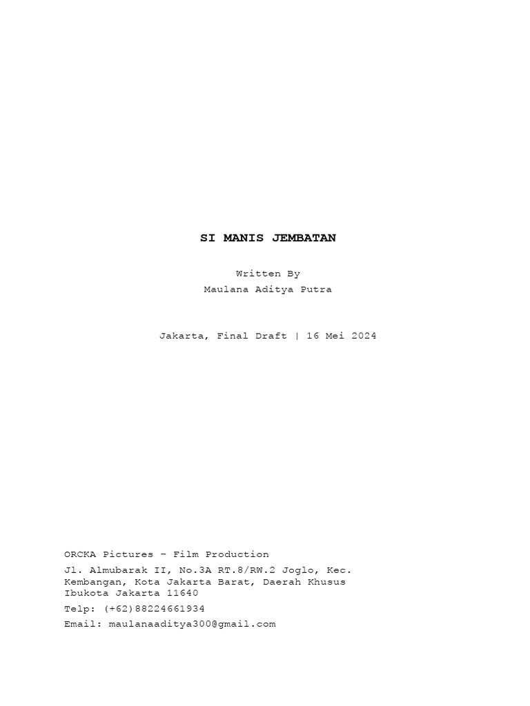 Draft Naskah Si Manis Jembatan | PDF