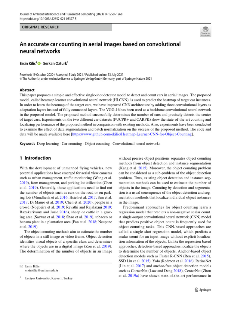 An Accurate Car Counting In Aerial Images Based On Convolutional Neural Networks 2023 Pdf