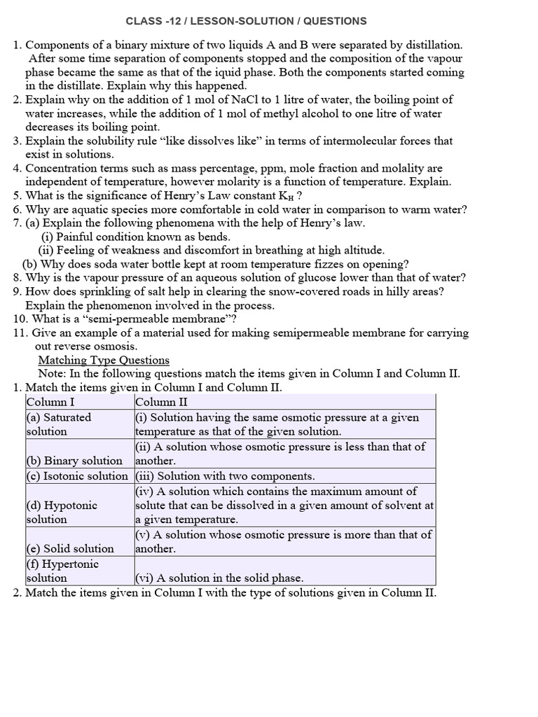 Solution | PDF | Chemistry | Physical Sciences