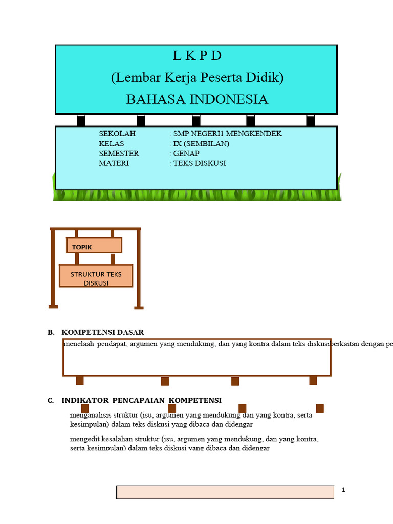 LKPD Teks Diskusi Kelas Ix Kiki Fazrina | PDF