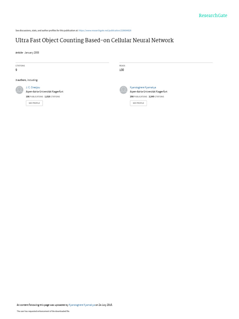 Ultra Fast Object Counting Based-On Cellular Neural Network 2006 | PDF | Artificial Neural ...