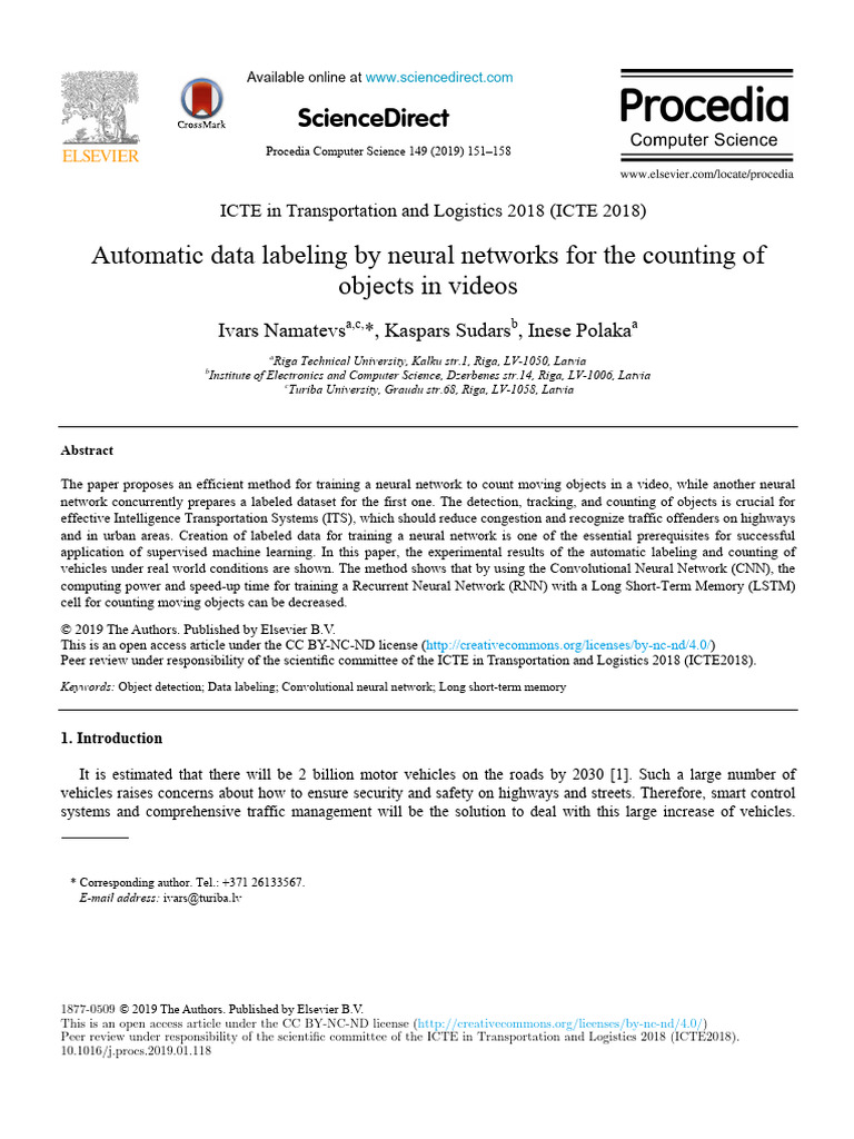 Automatic Data Labeling by Neural Networks for the Counting of Objects in Videos 2019 | PDF ...