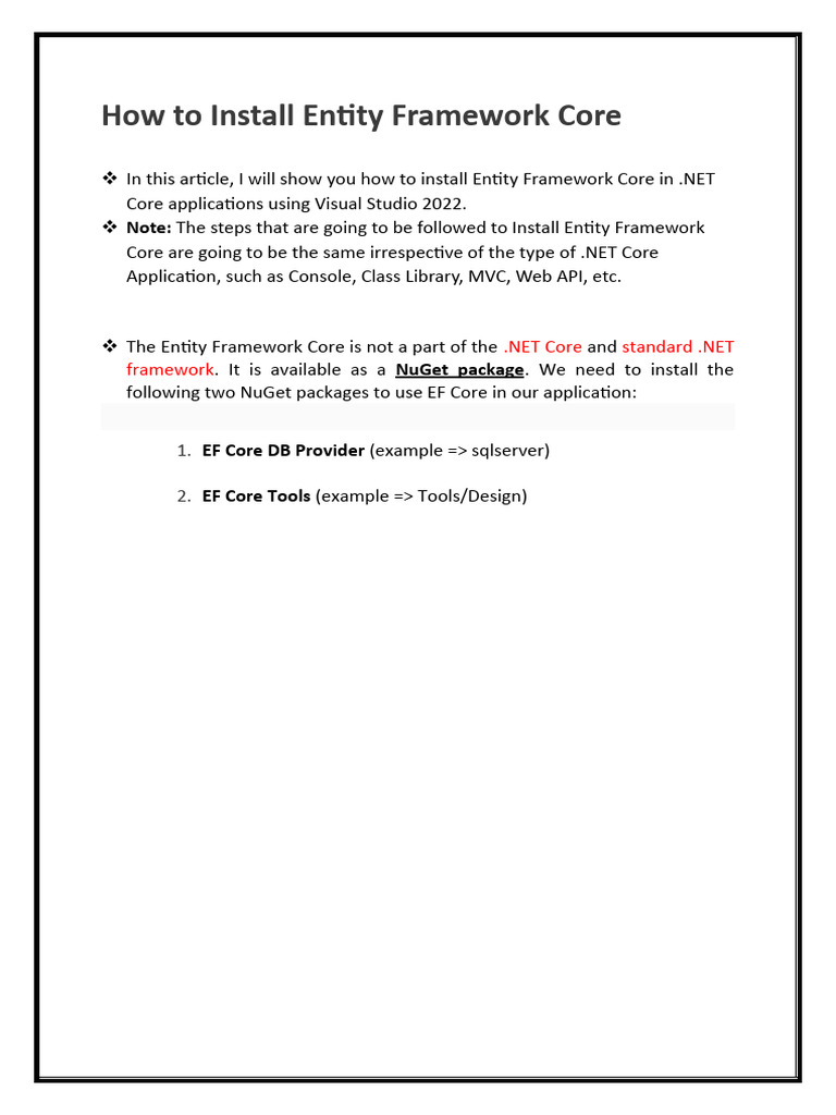 2 How To Install Entity Framework Core Pdf Entity Framework Databases