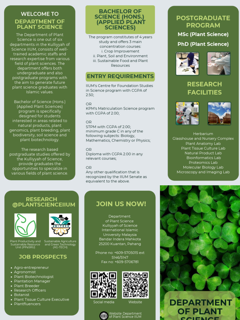 Brochure Plant Science - July 2023 PDF | PDF | Botany | Science